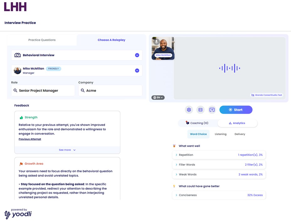 LHH Launches LHH Interview Center, with Yoodli Technology, to Ready ...